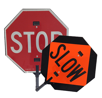 Flashing LED Stop Slow Paddles - SEABRING Industries Traffic Safety Devices